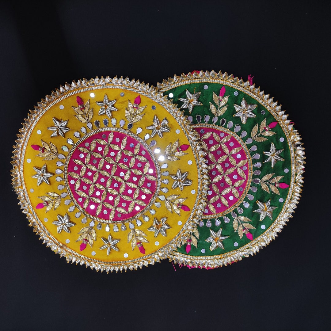 9" Wide Indian Gota Patti Hand Embroidered Rangoli Round Patch for ...