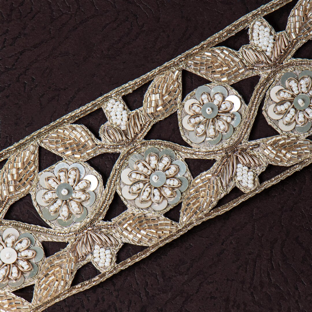 Hand Embroidered Floral Lace Trim: Couture Costume Embellishment - Etsy