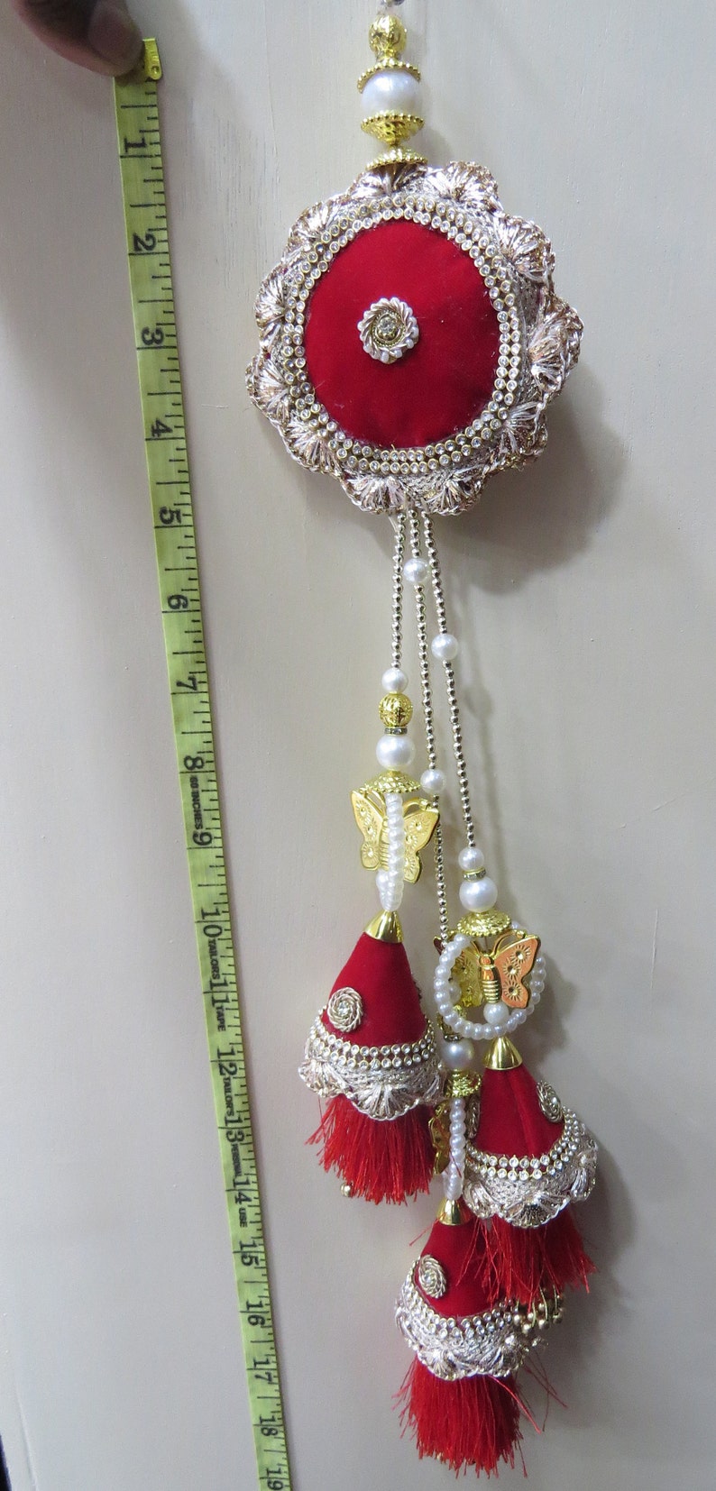 Red & Golden Beaded Indian Tassels: Lehenga Sari Dress Decor - Etsy