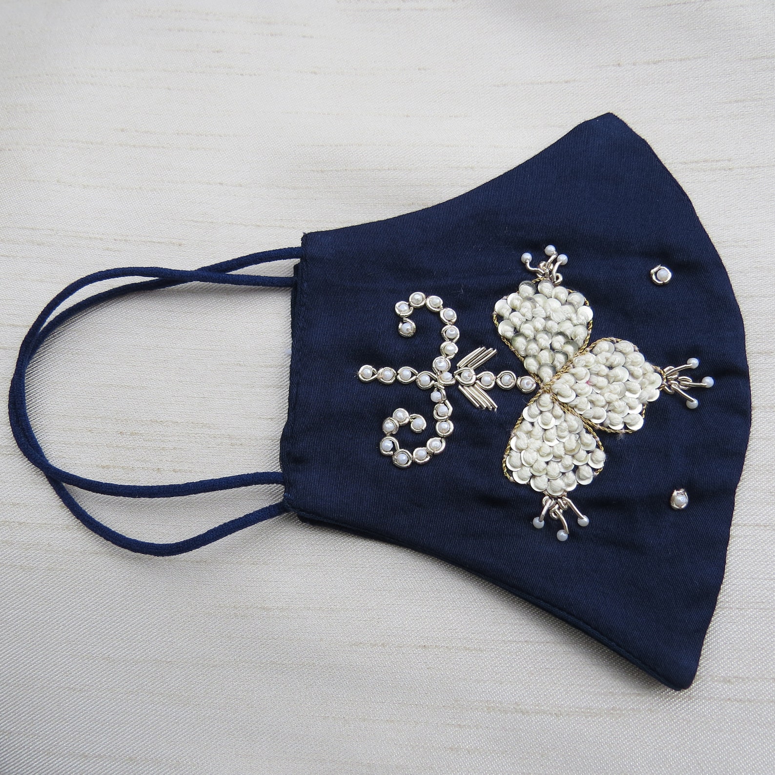 French Knot Embroidered Silk Face Masks Embellishment Face | Etsy