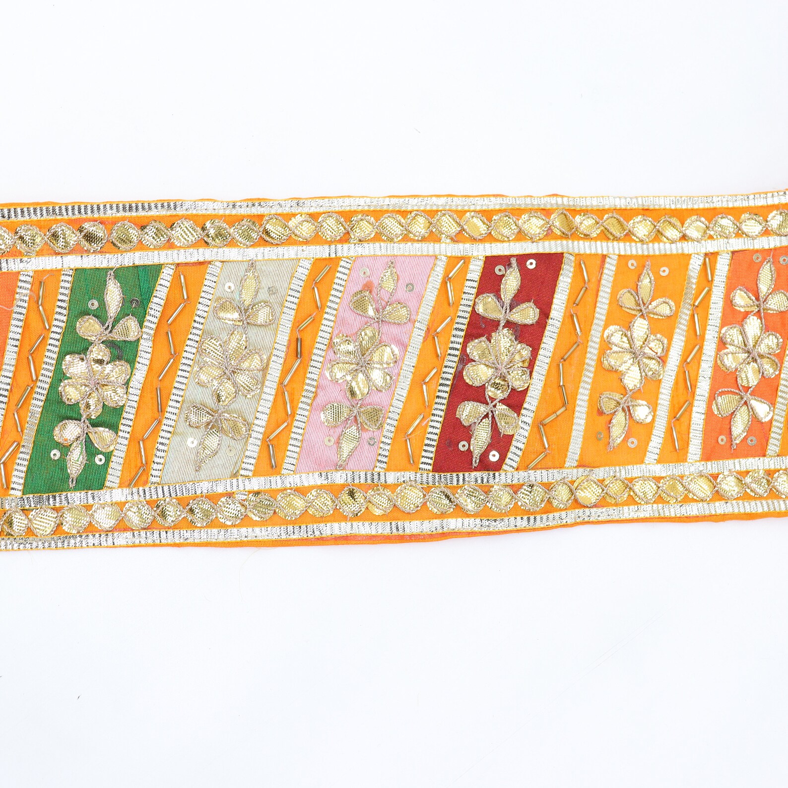 Gota Patti Embroidered Trim: Multi-color Saree Border, Boho Chic Ribbon ...