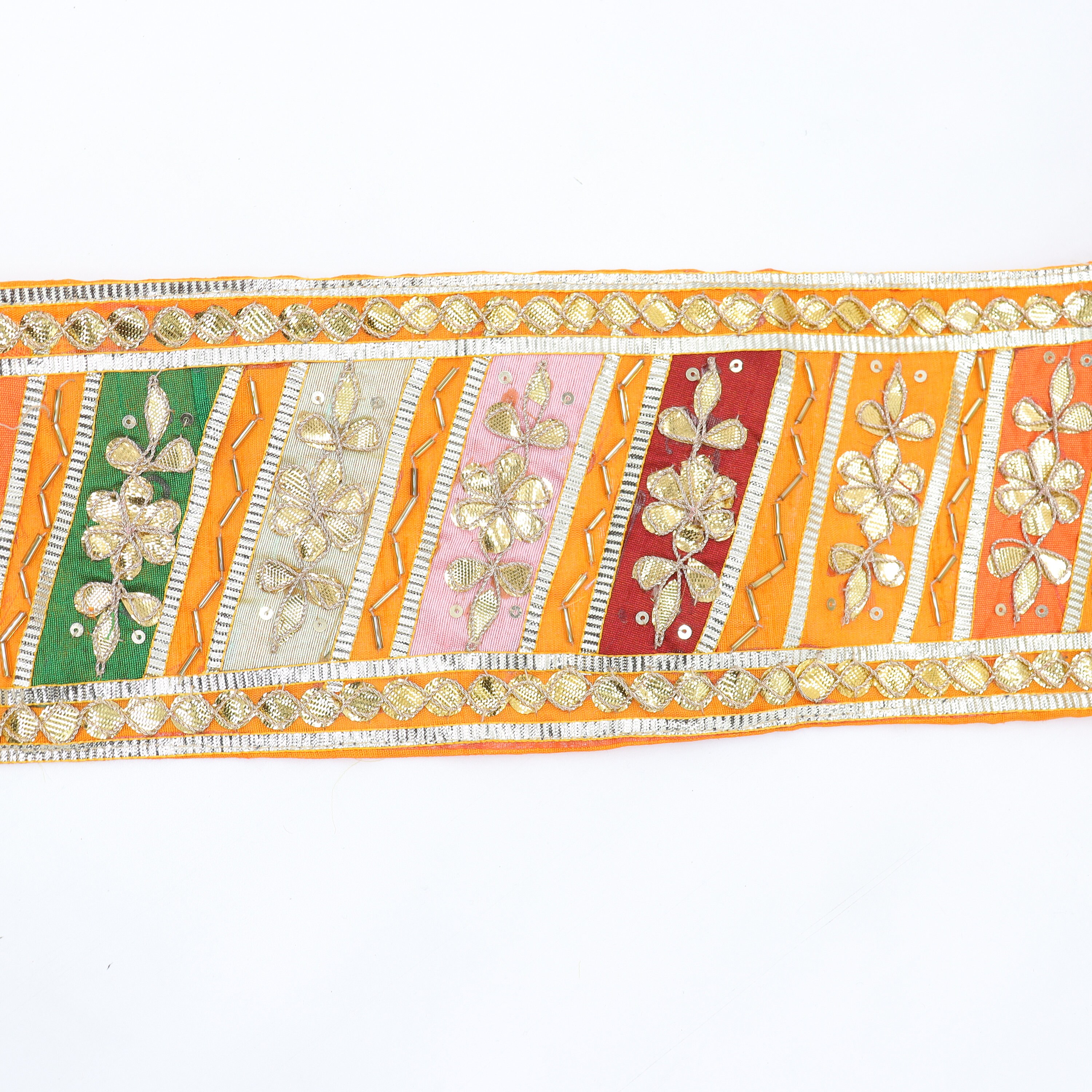 Gota Patti Embroidered Trim: Multi-color Saree Border, Boho Chic Ribbon ...