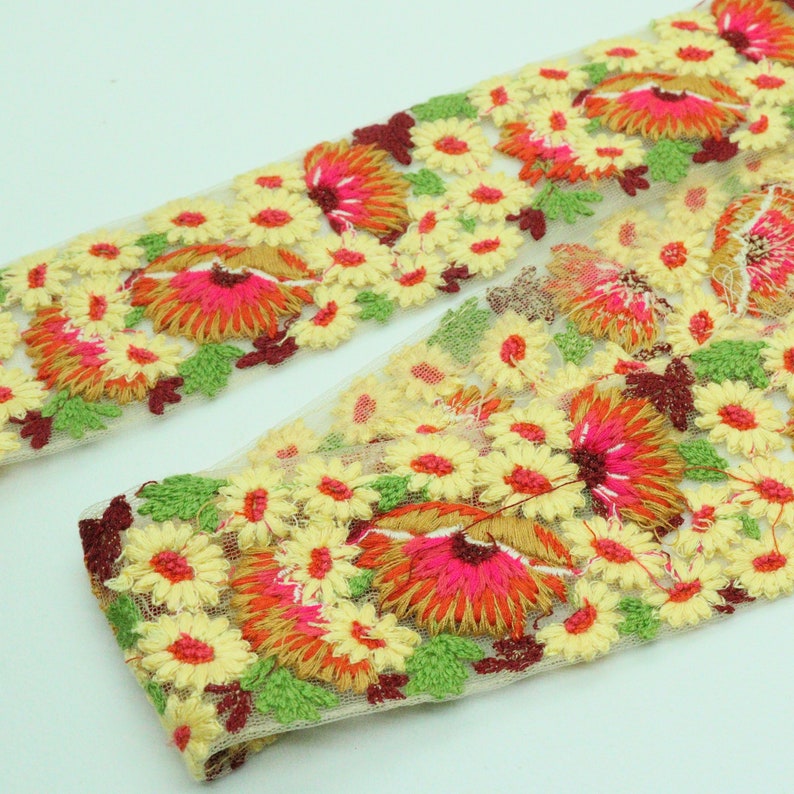 Floral Pattern Colorful Thread Embroidery Indian Decorative - Etsy