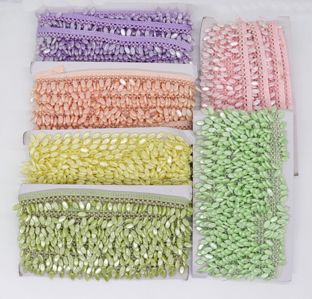 Beautiful Colors Beaded Pastel Lace Trimming Ribbon by the Yard ...