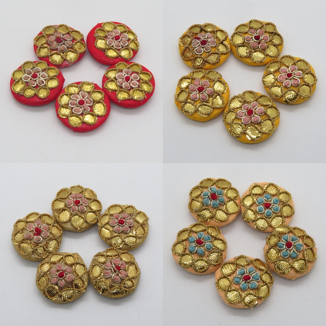 Traditional Indian Gota Patti Embroider Buttons for Clothing Golden ...