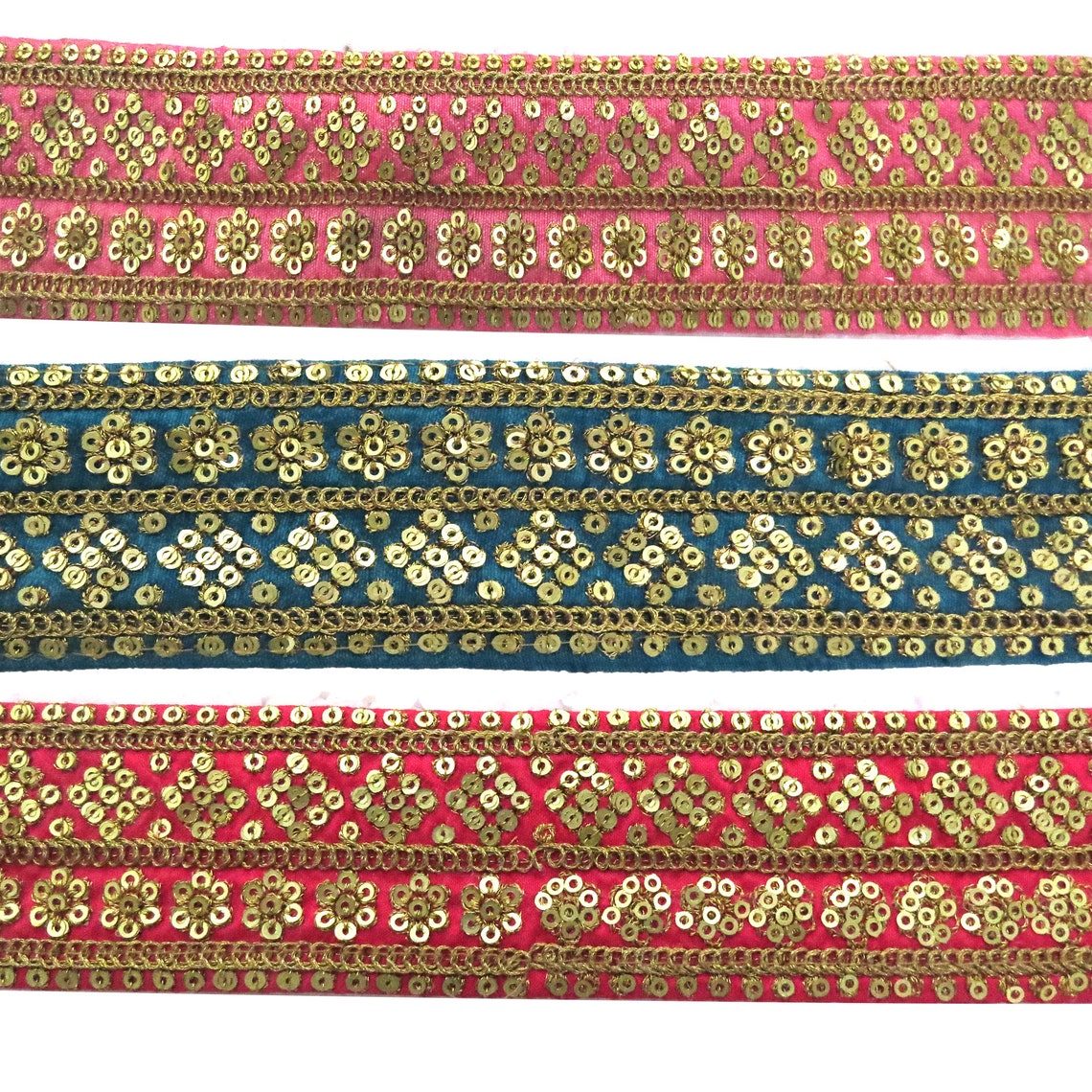 Sequin Embroidery Indian Trims by the Yard Embellishment Laces - Etsy