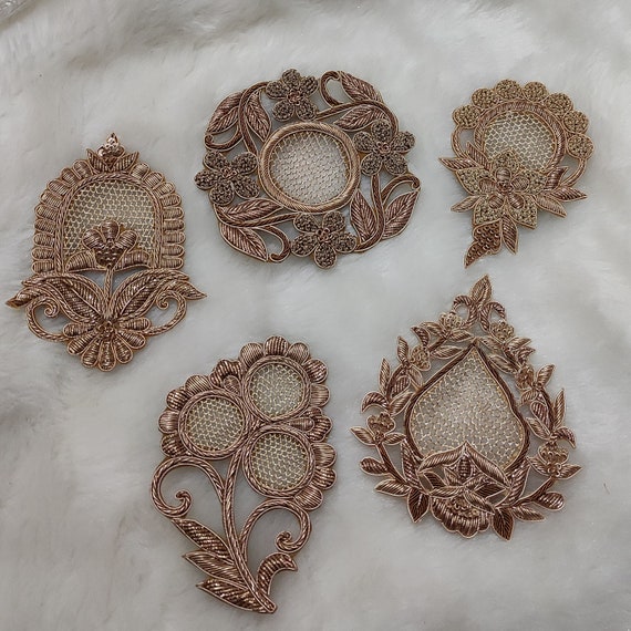 Mixed Pack of 5 Golden Metallic Embroider Embellishment Sewing - Etsy