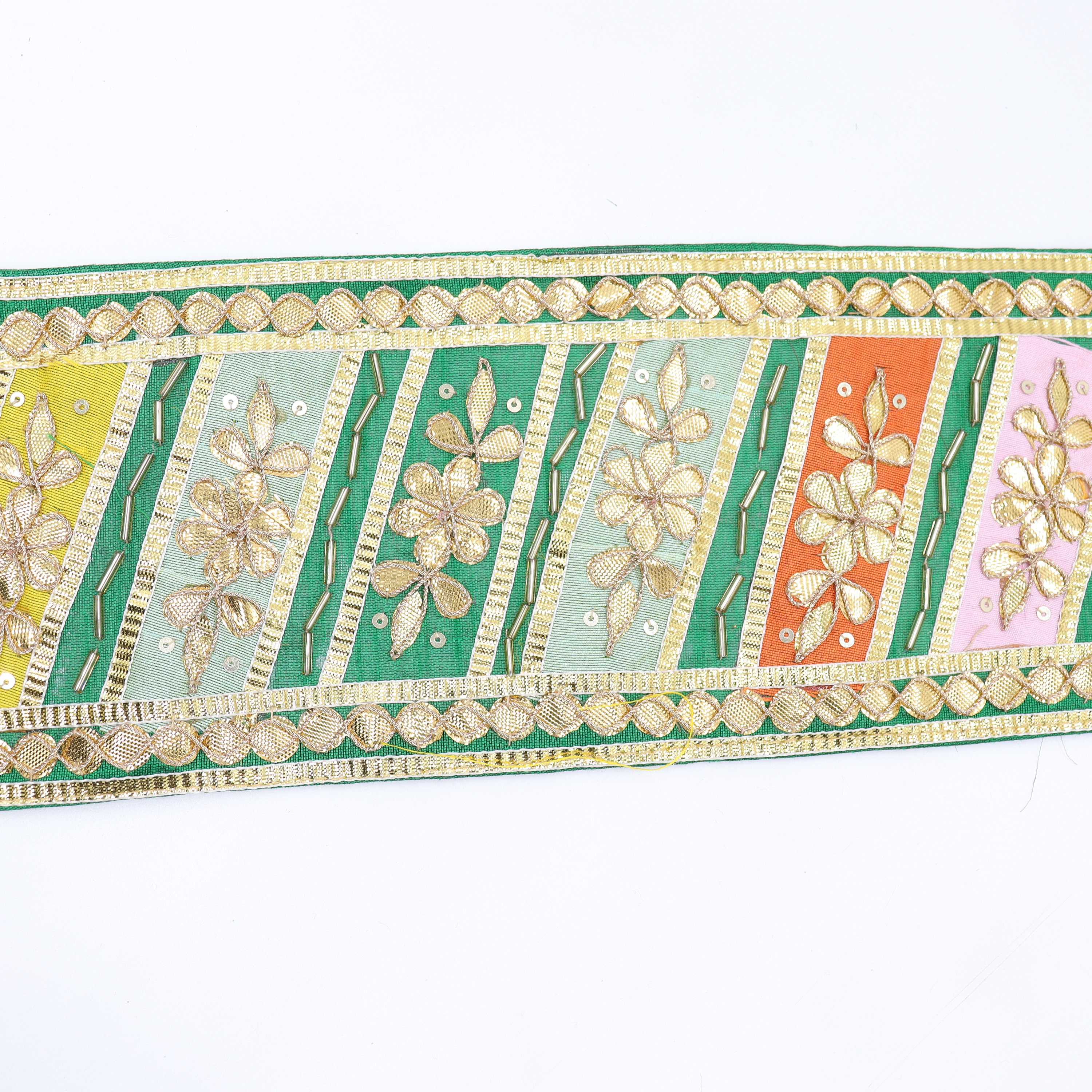 Gota Patti Embroidered Trim: Multi-color Saree Border, Boho Chic Ribbon ...