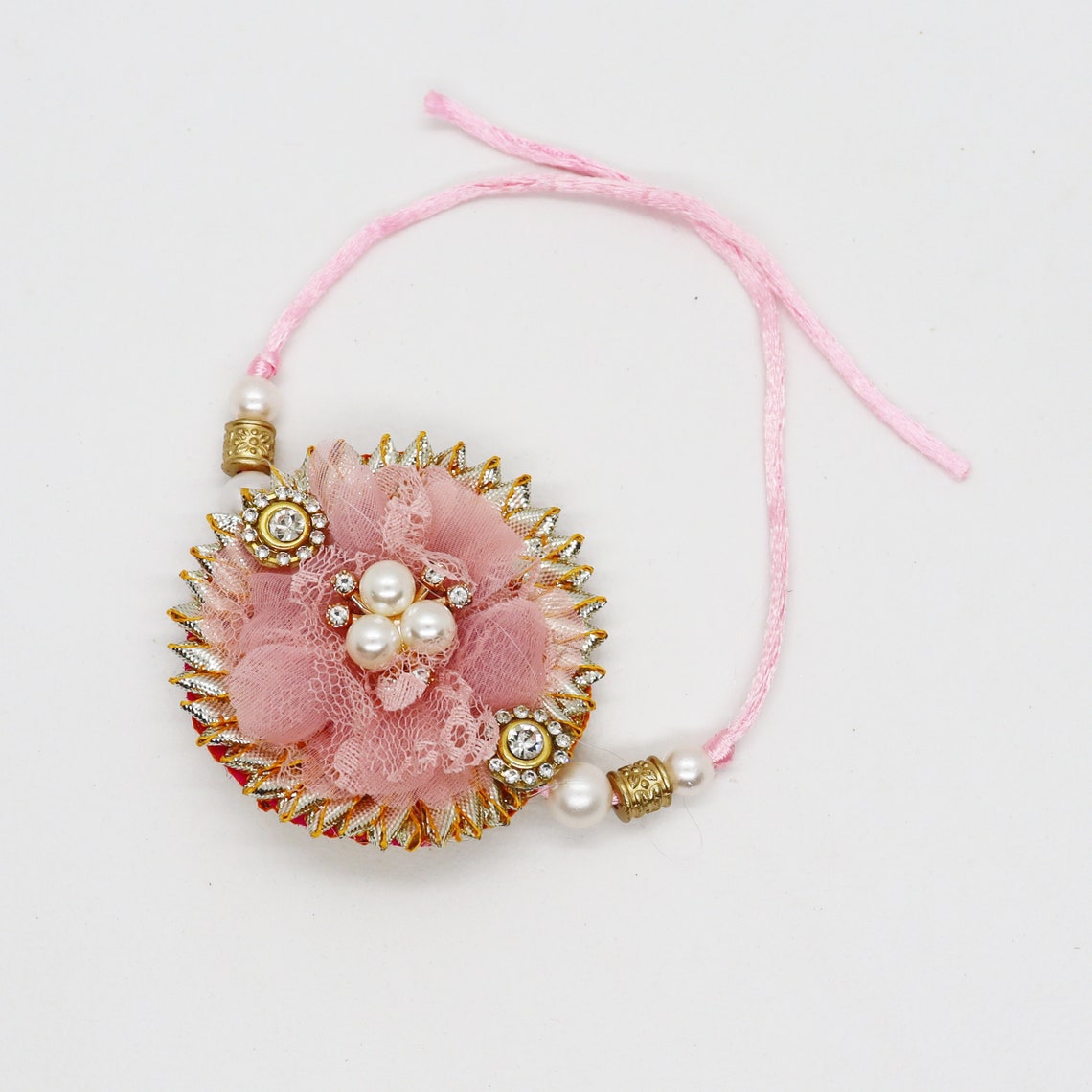 Couple Rakhi of Raksha Bandhan Pink Floral Embroidered Gota - Etsy