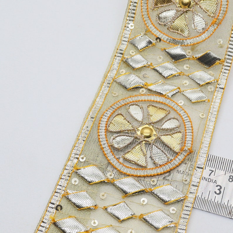 2.5 Inch Gota Patti Embellish Golden Tissue Fabric Indian Sari - Etsy