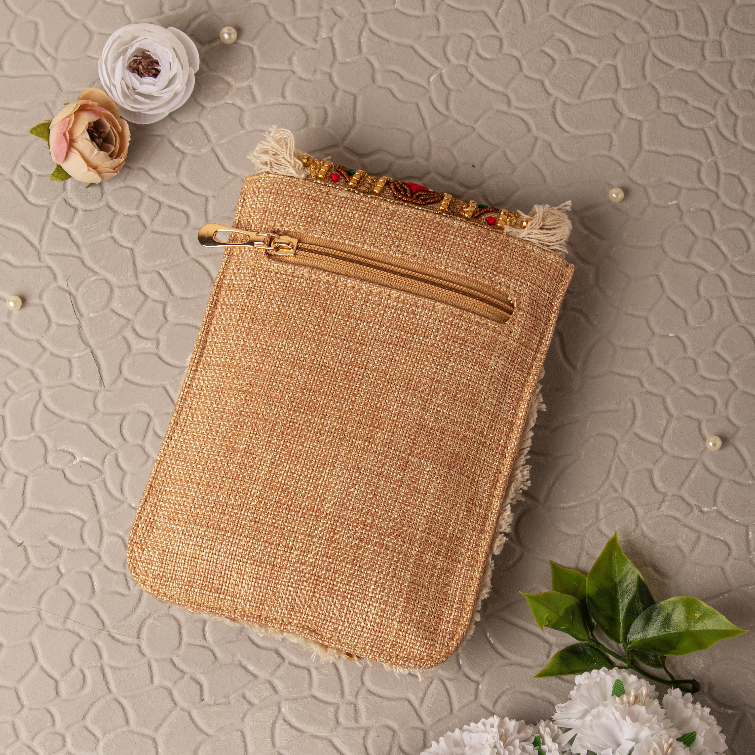 Bohemian Embroidered Jute Mobile Pouch: Lightweight Crossbody Phone Bag ...
