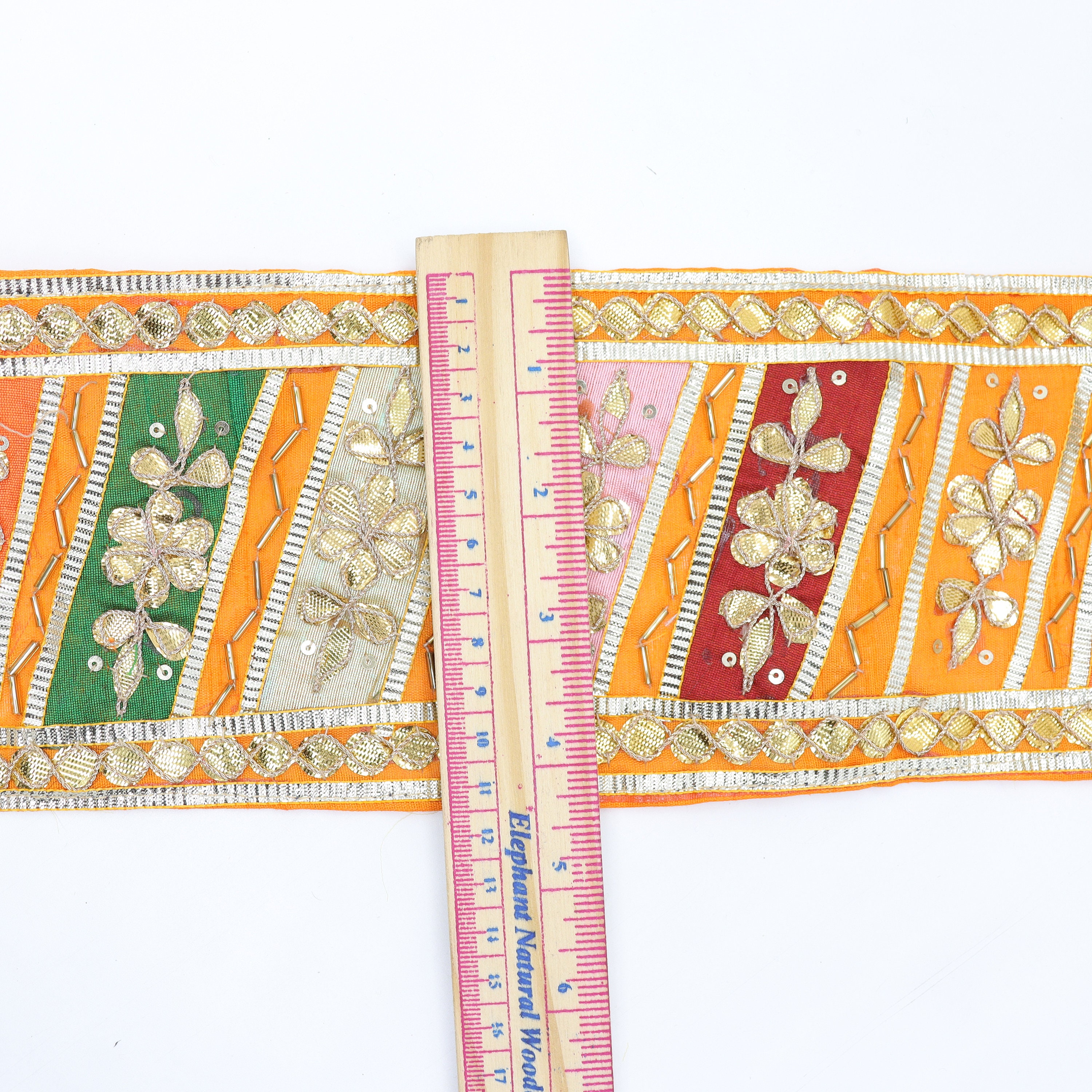 Gota Patti Embroidered Trim: Multi-color Saree Border, Boho Chic Ribbon ...