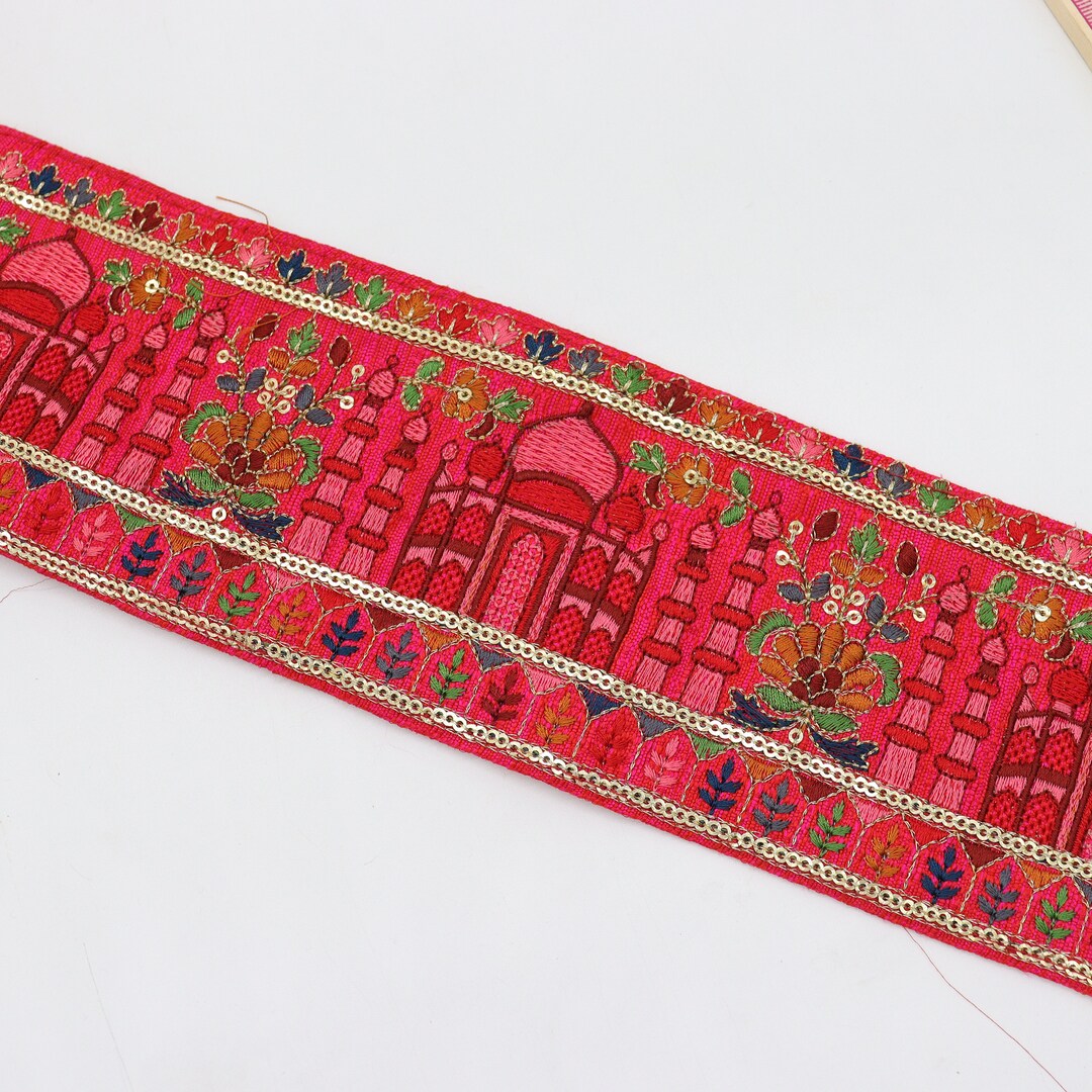 Taj Mahal Embroidery Fabric Trim by the Yard, DIY Crafting Embroidered ...