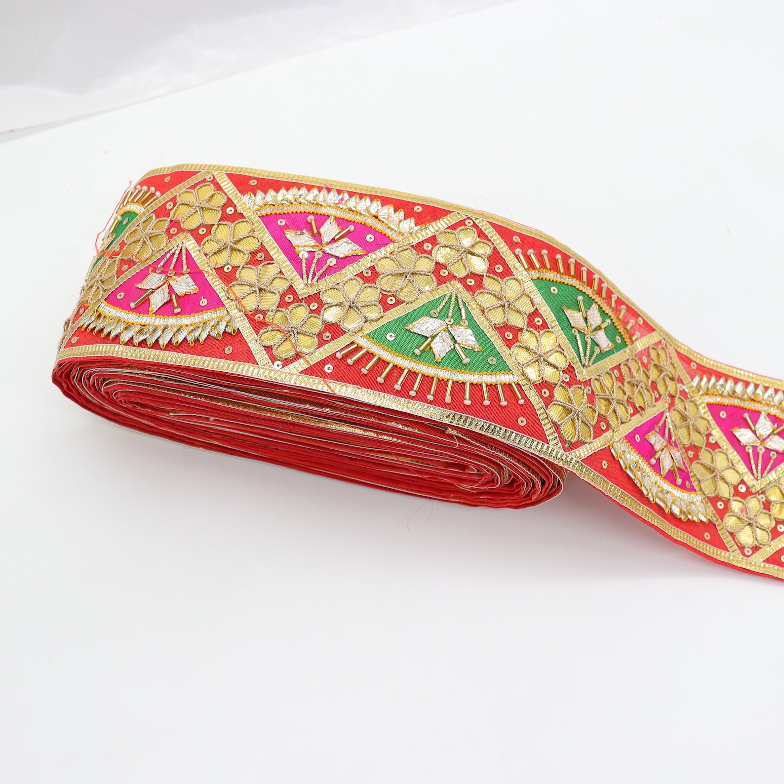 Embroidered Gota Patti Trim: Indian Sari Border Lace, Art Quilt Ribbon ...
