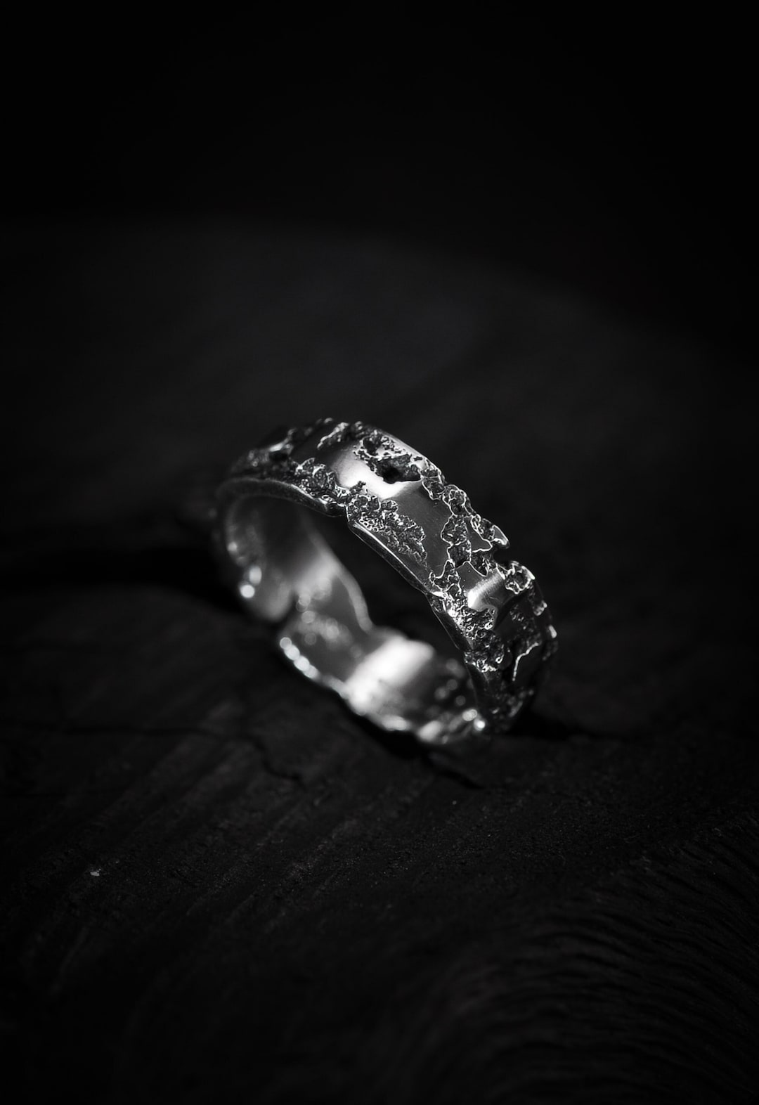 Rough, Sand Cast Silver Ring.unique Jewelry.minimalist,grunge Ring.men ...