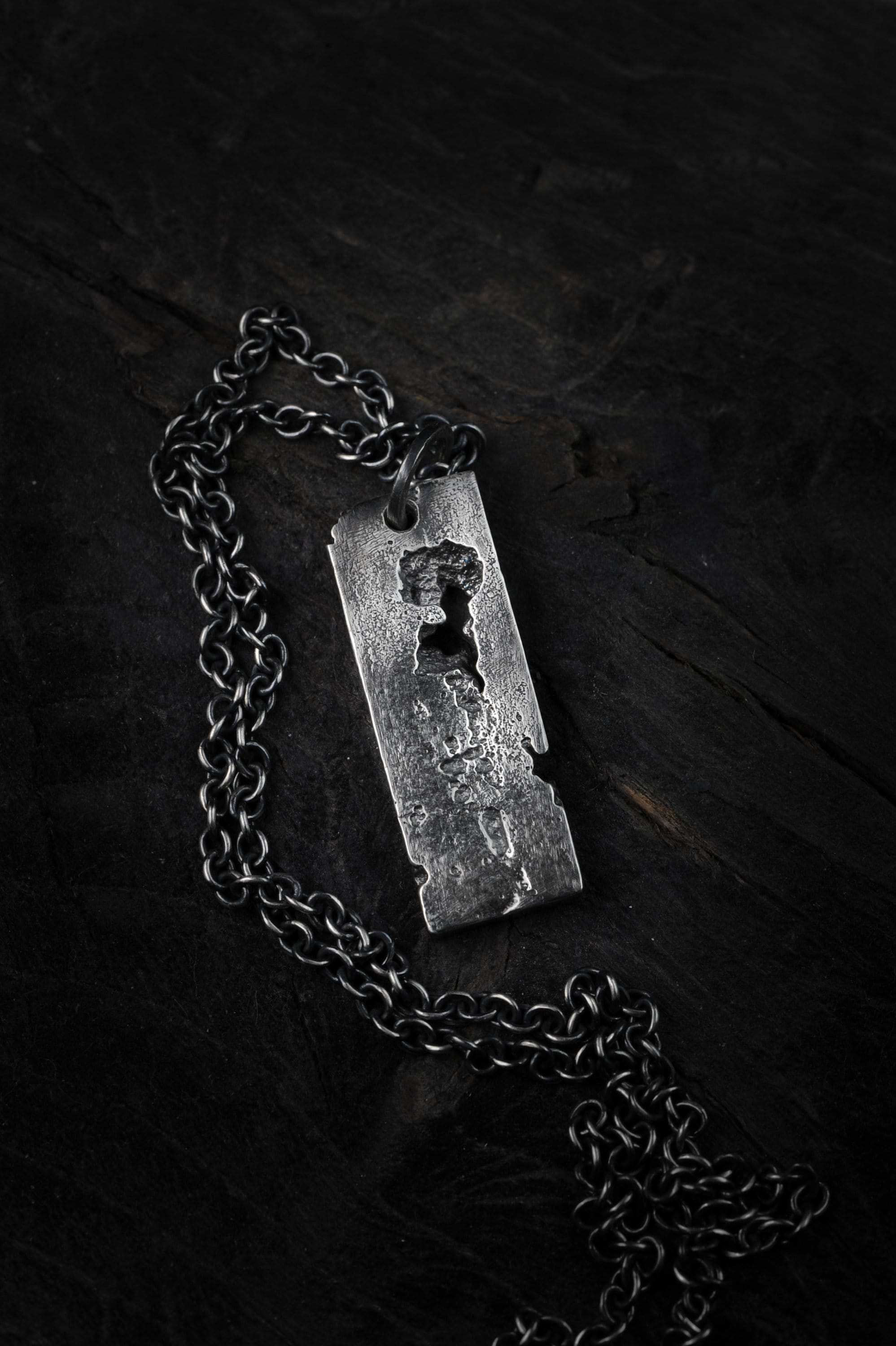 Men's Rough Silver Pendant.women's Dark Style Silver Necklace.sand ...