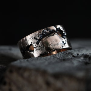 Ring Cast in Bronze. Heavy, Cracked, Chunky Bronze Ring. Handmade, Sand ...