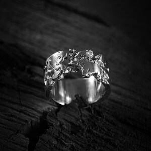 Chunky,heavy, Unique Silver Ring.sand Cast,textured,wide Ring Band.men ...