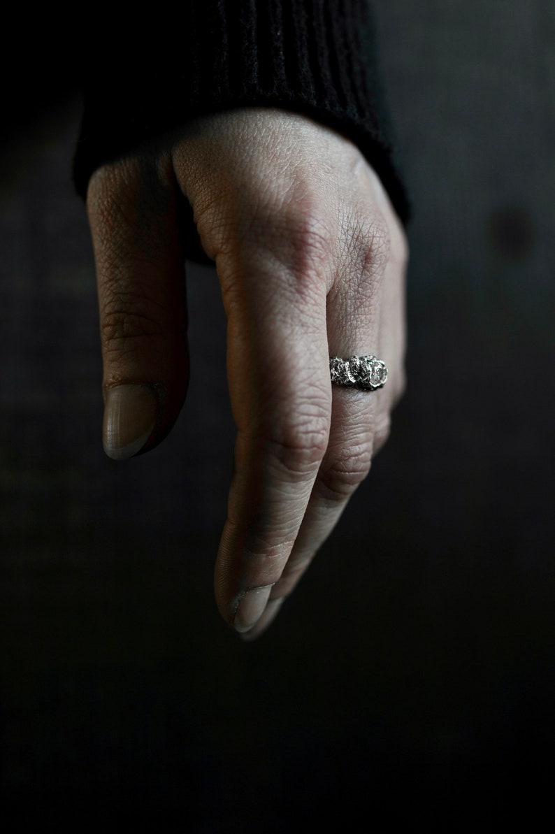 Sand Cast Silver Moissanite Ring, Alternative Engagement Ring - Etsy