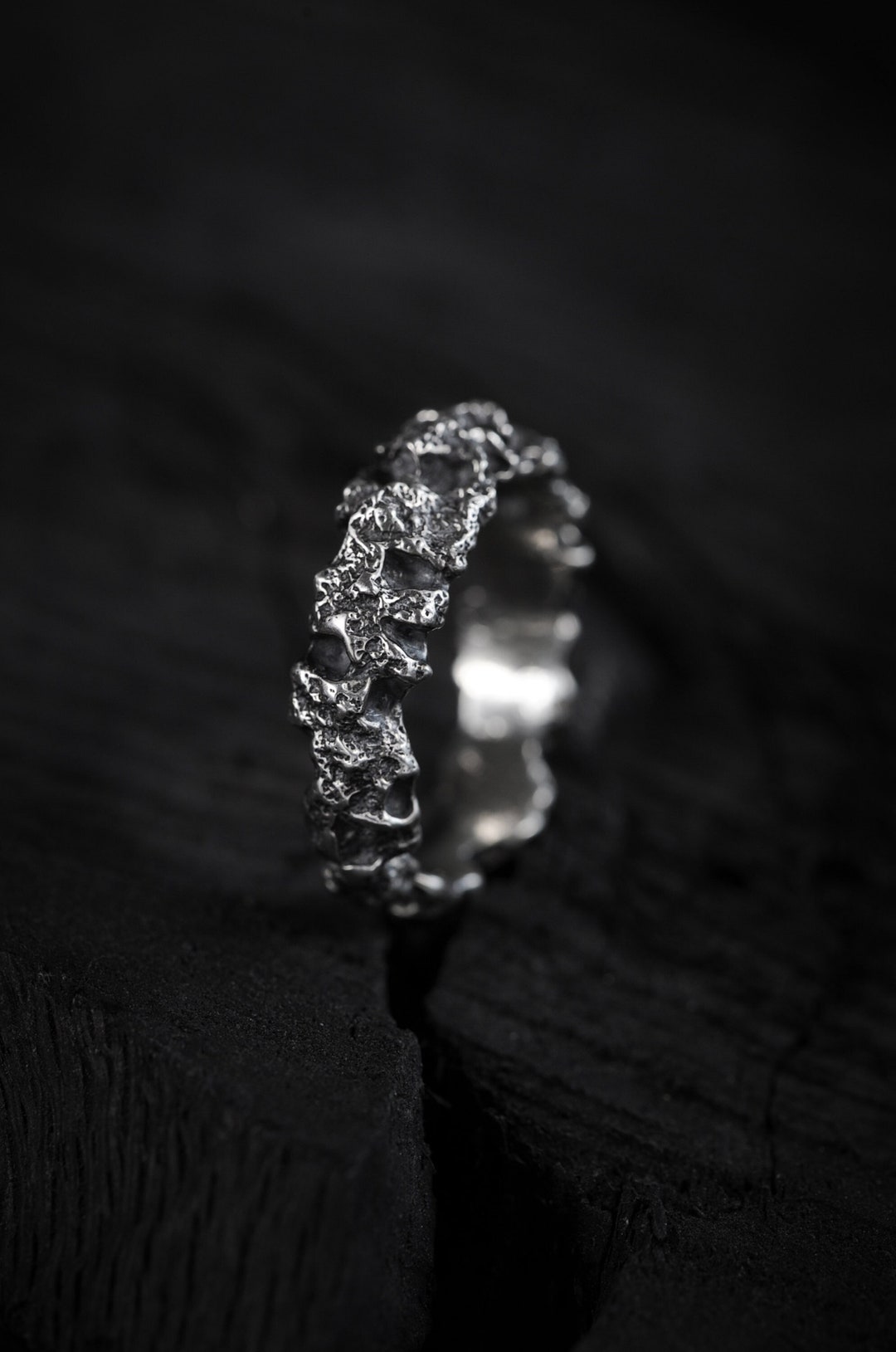 Textured,sand Cast Silver Ring.unique Jewelry.handmade,individually ...