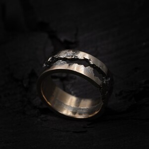 Cracked Brozne Ring.men's,minimalist Hand Cast Bronze Ring.sand Cast ...