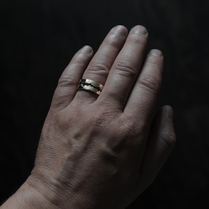 Cracked Brozne Ring.men's,minimalist Hand Cast Bronze Ring.sand Cast ...