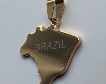 Brazil Map Necklace - Etsy