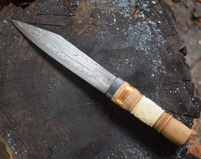 Anglo Saxon / Viking Seax Knife Hand Forged in UK. Pattern Welded Blade ...