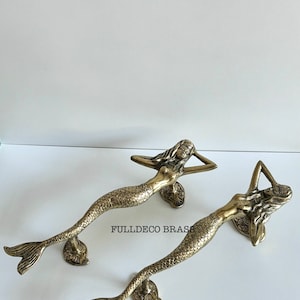 9.8” Pair Dancing Mermaid Brass Door Handle - Mermaid Cute Door Handle ...