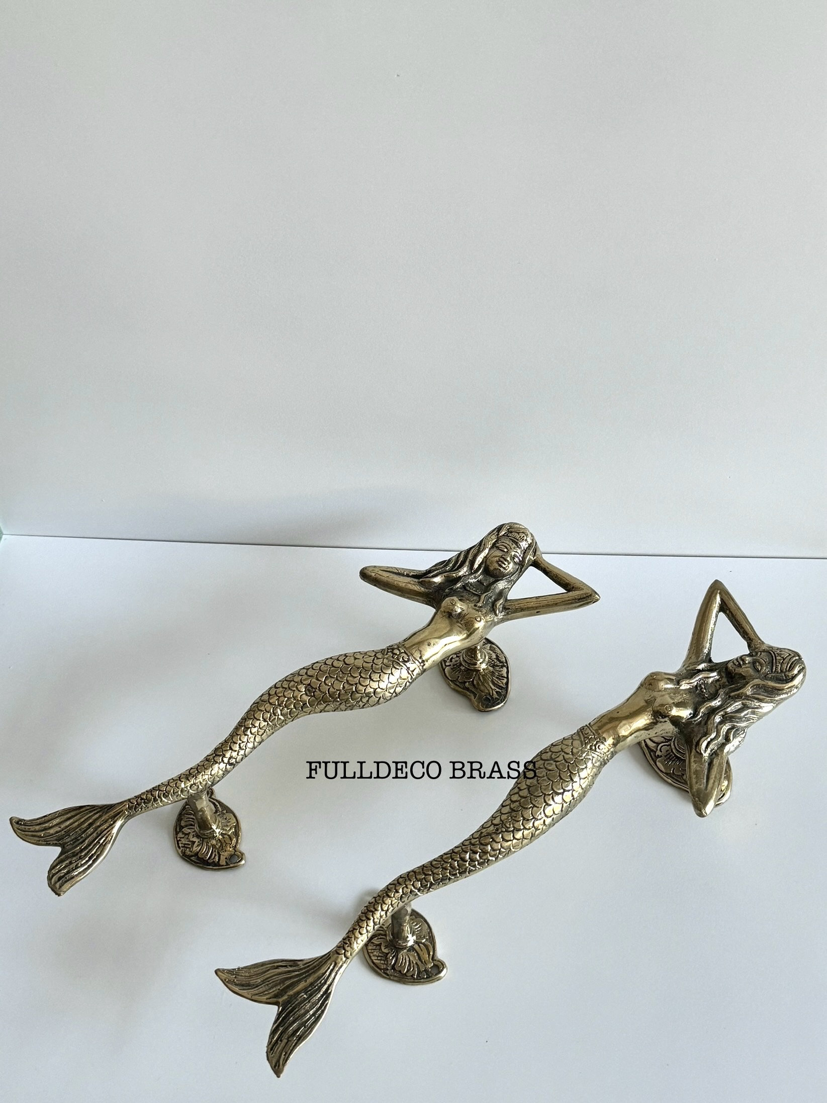 9.8” Pair Dancing Mermaid Brass Door Handle - Mermaid Cute Door Handle ...