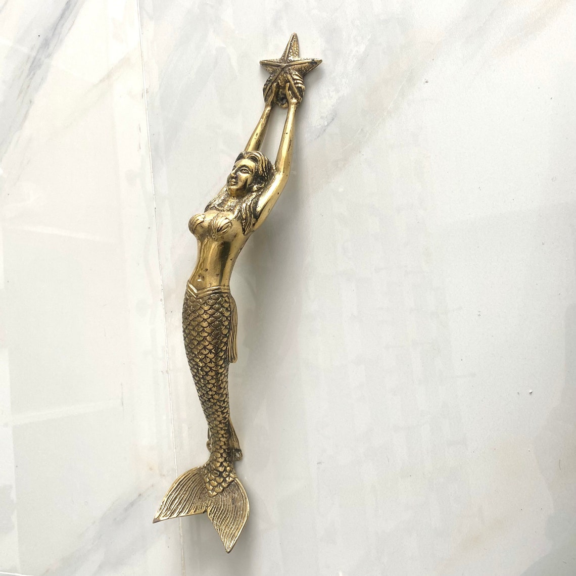 Pair of Brass Mermaids Door Handle With Star - Beautiful Mermaid Door ...
