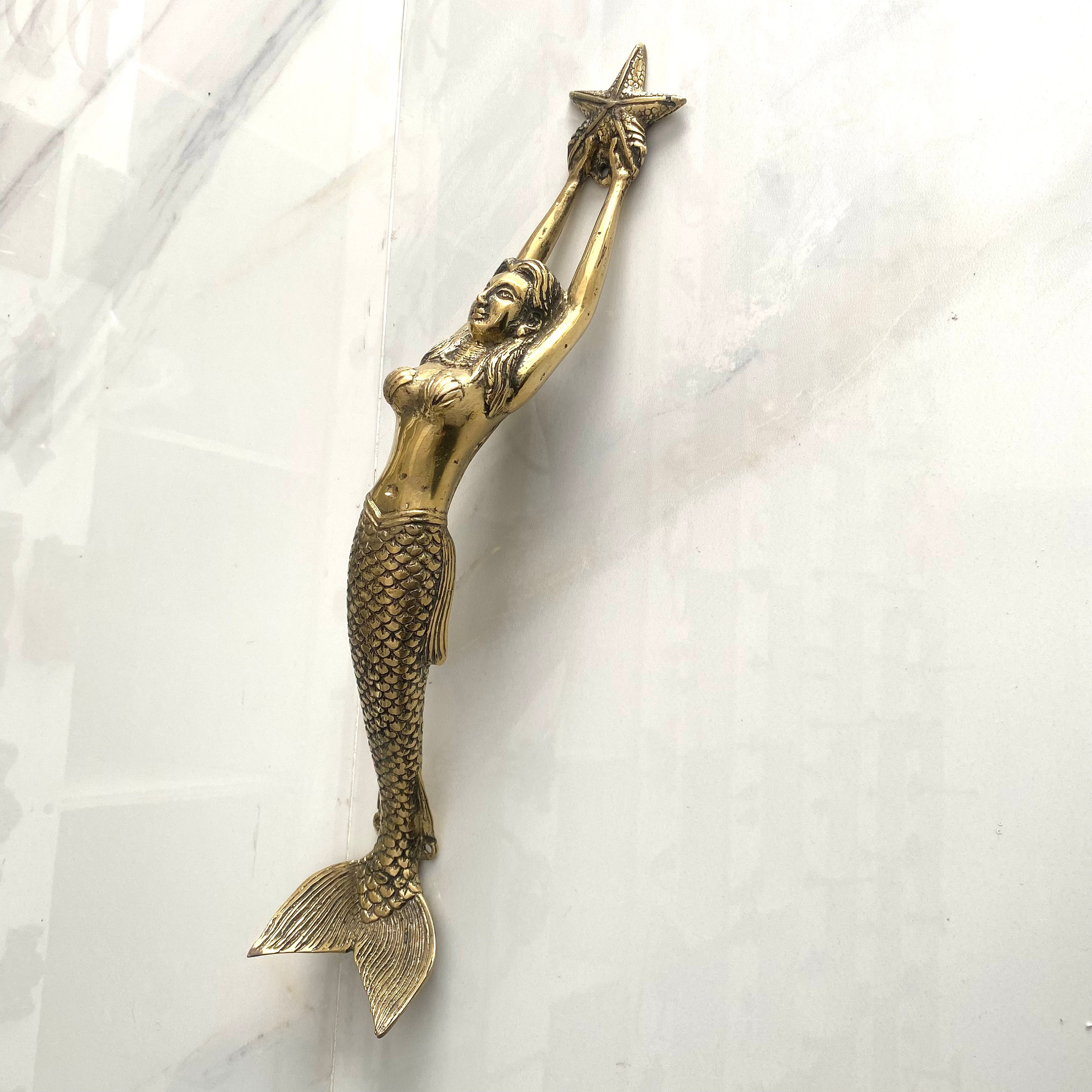 Pair of Brass Mermaids Door Handle With Star - Beautiful Mermaid Door ...