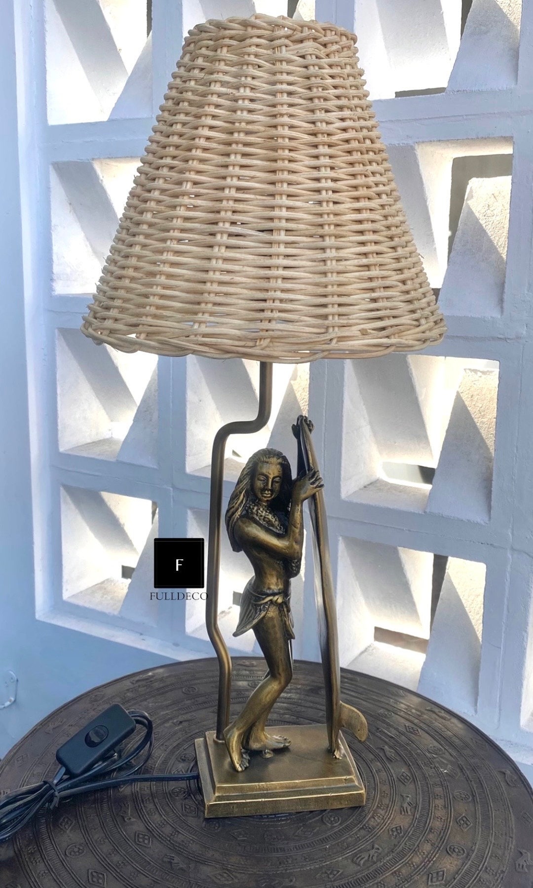 Surfer Women Brass Lamp Shade - Surfer Women Lamp Shade - Brass Statue ...