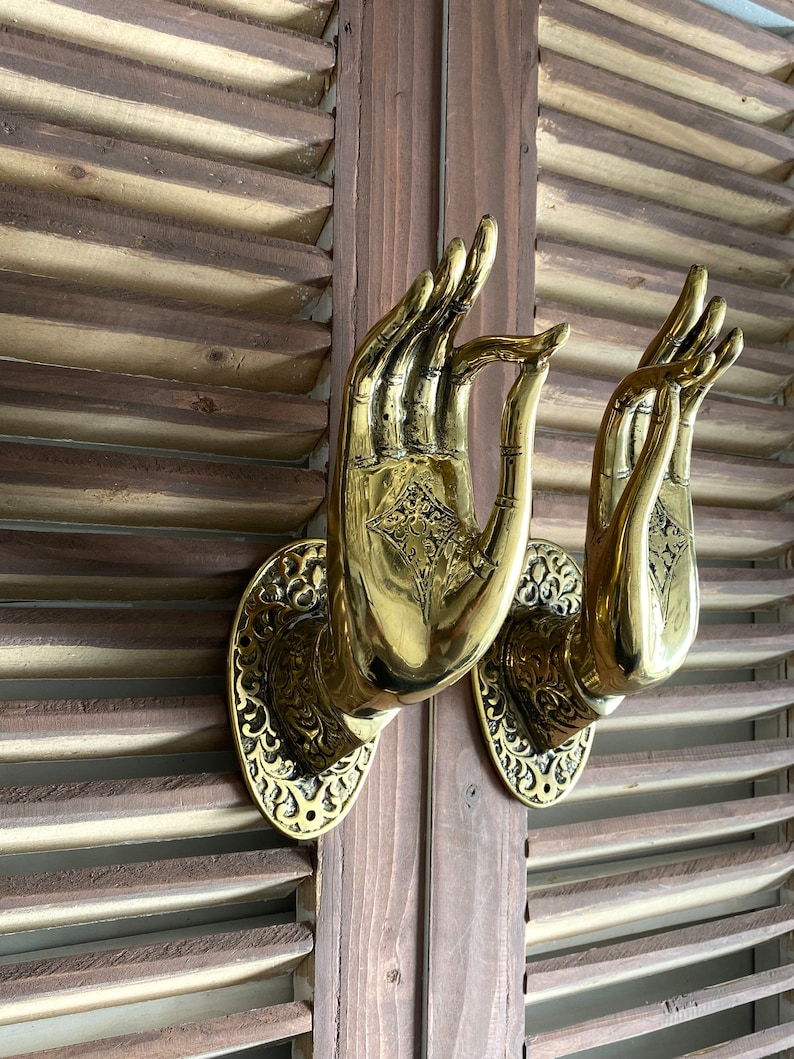 Pair of Brass Yoga Hands Door Handle Brass Yoga Handles Pair Boheme ...