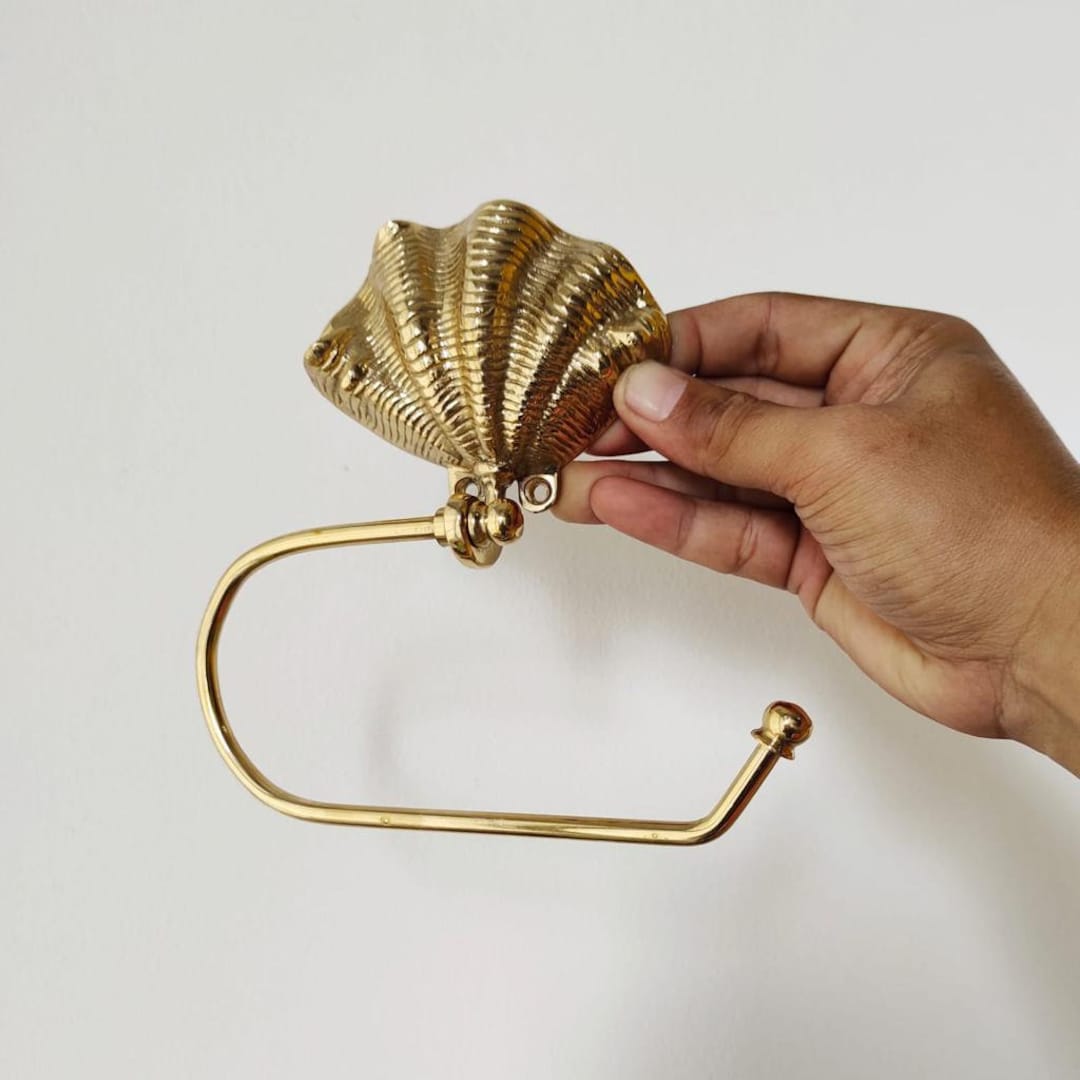 Brass Scallop Toilet Holder - Shell Brass Toilet Roll Holder - Shell ...