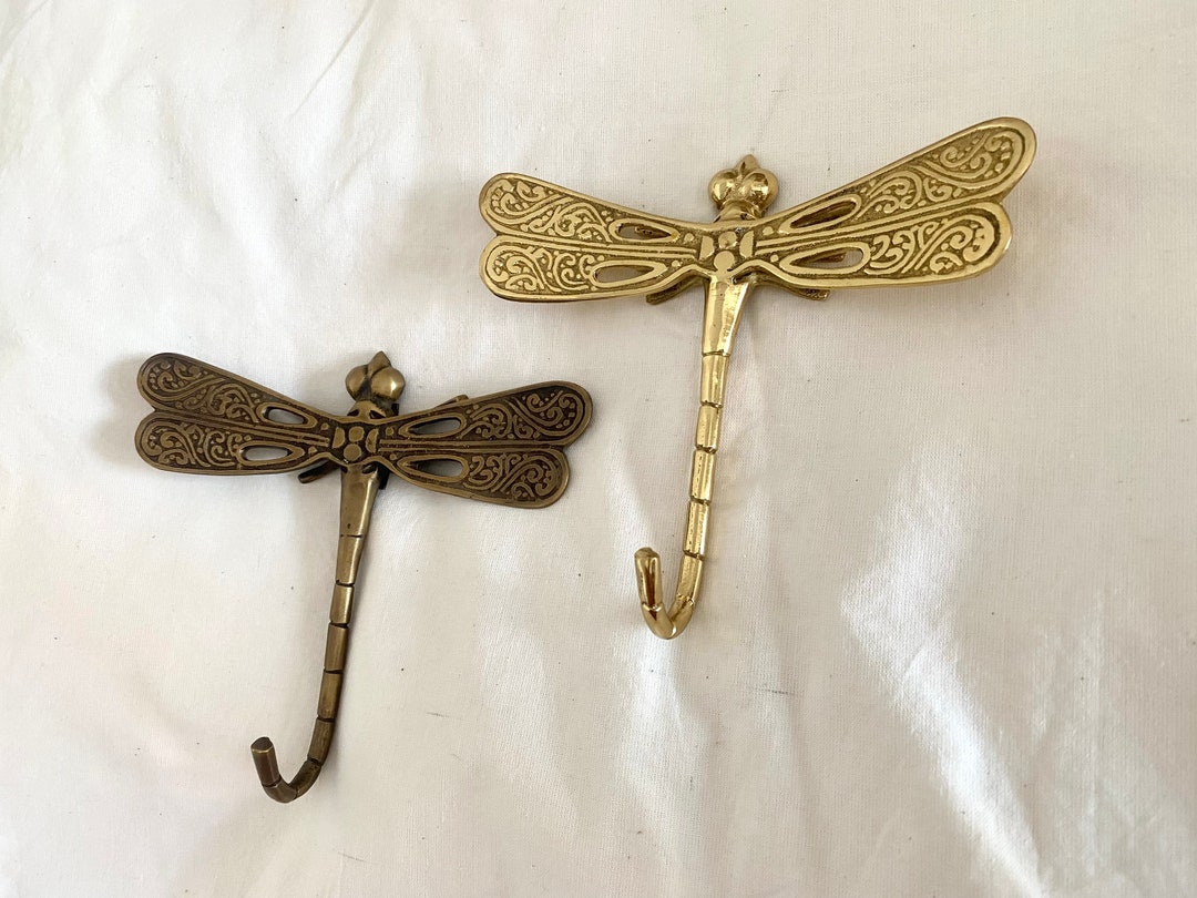 5.1” / 13 Cm Giant Brass Dragonfly Hook - Brass Dragonfly Hook - Bronze ...