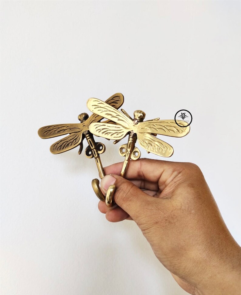 2 Pieces of Dragonfly Hook Brass Dragonfly Hook Brass Hook - Etsy