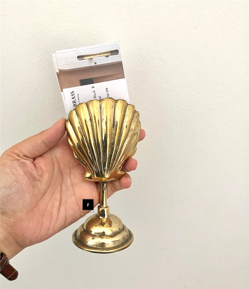 5.3” Beautiful Brass Shell Card Holder - Card Holder Aesthetic - Brass ...