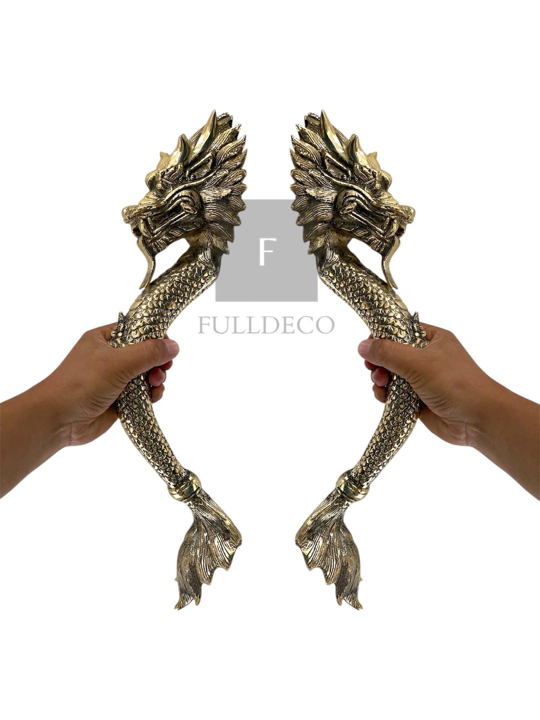 Pair of 45cm Giant Dragon Brass Door Handle - Big Dragon Brass Door ...