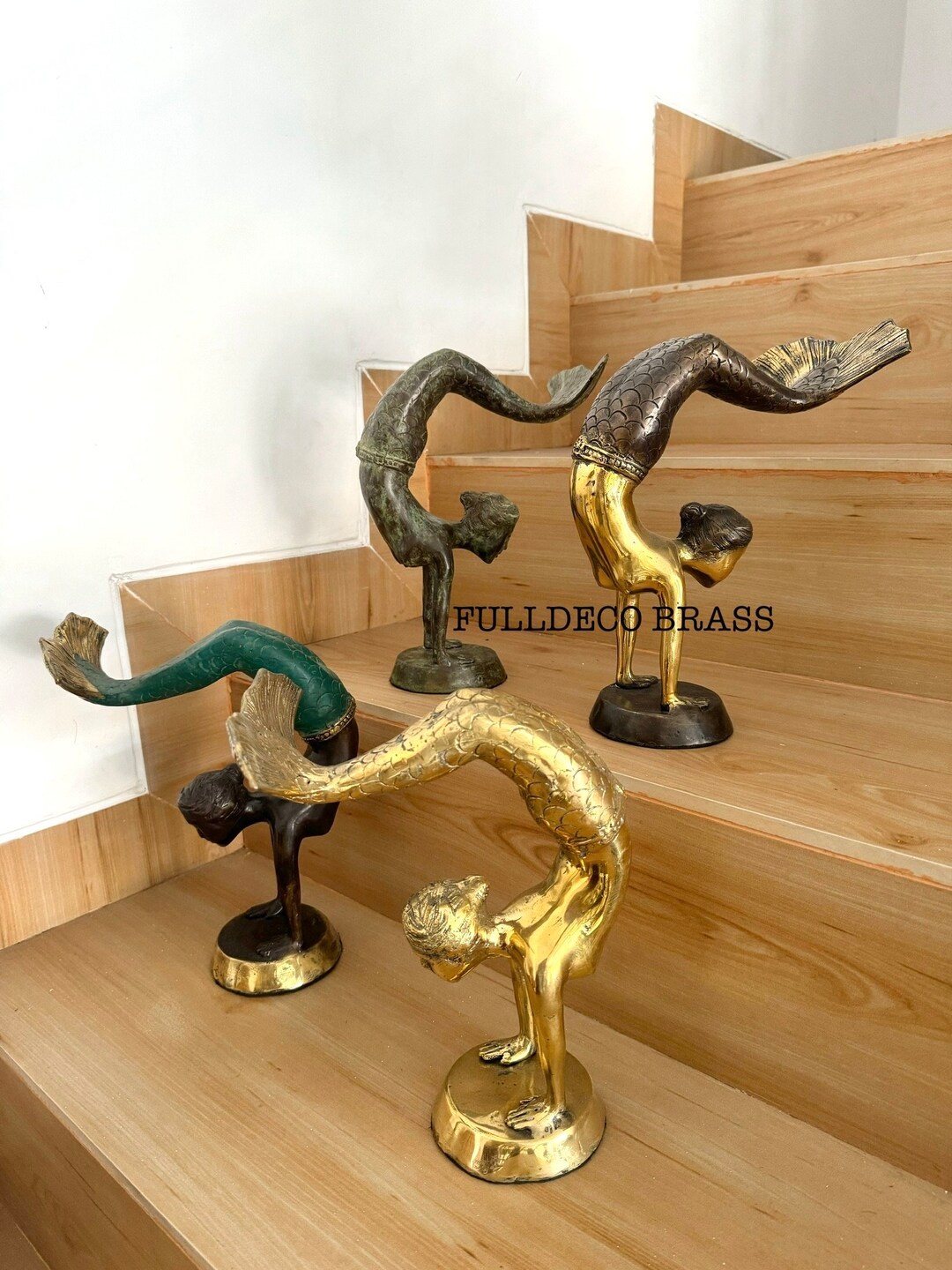 10.9” 27cm Beautiful Brass Mermaid Yoga Sculpture - Brass Yoga Mermaid ...