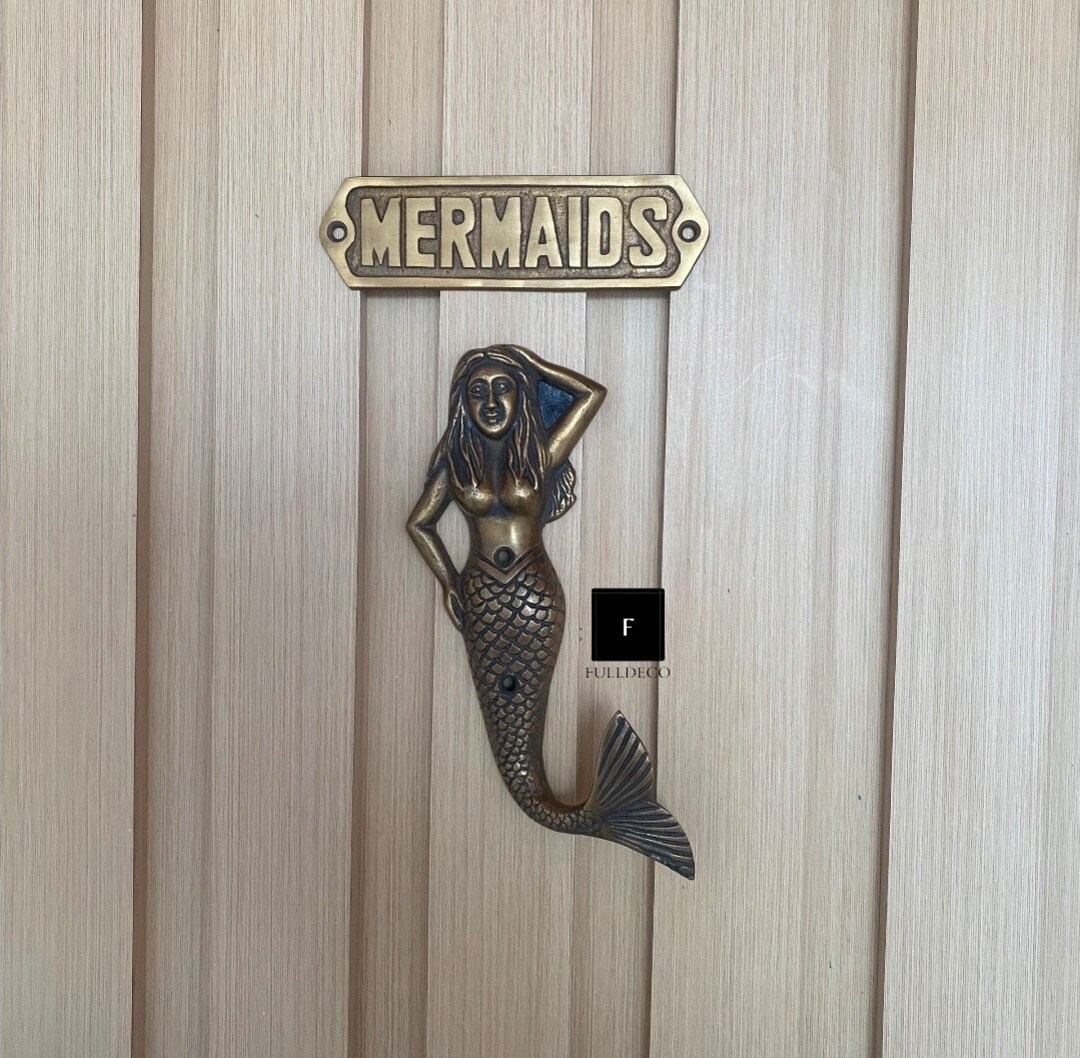 Set of 2 Items Mermaid Hook With Mermaid Board Name - Cute Mermaid ...