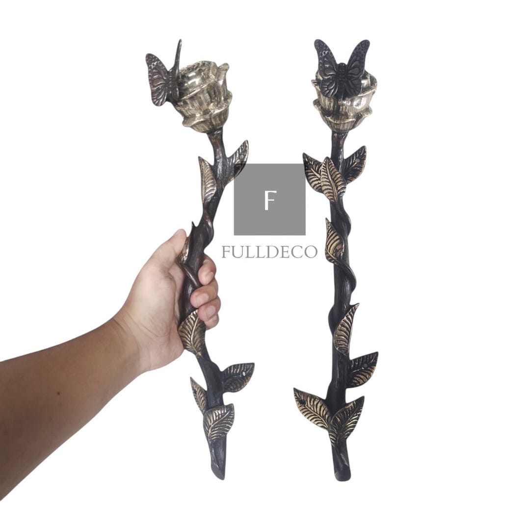 Beautiful Brass Flower Vine Door Handle - Rose Vine Door Handle - Vine ...
