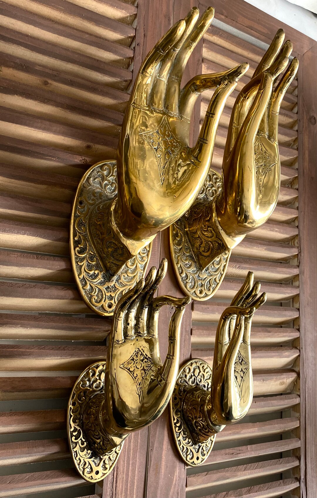 Pair of Brass Yoga Hands Door Handle - Brass Yoga Handles Pair - Boheme ...