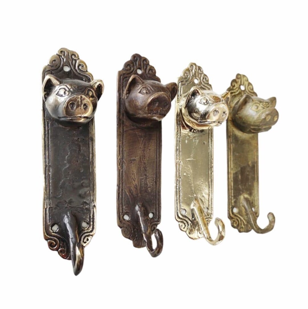 Aesthetic Brass Pig Hook - Brass Piggy Hook Aesthetic - Pig Wall Decor ...