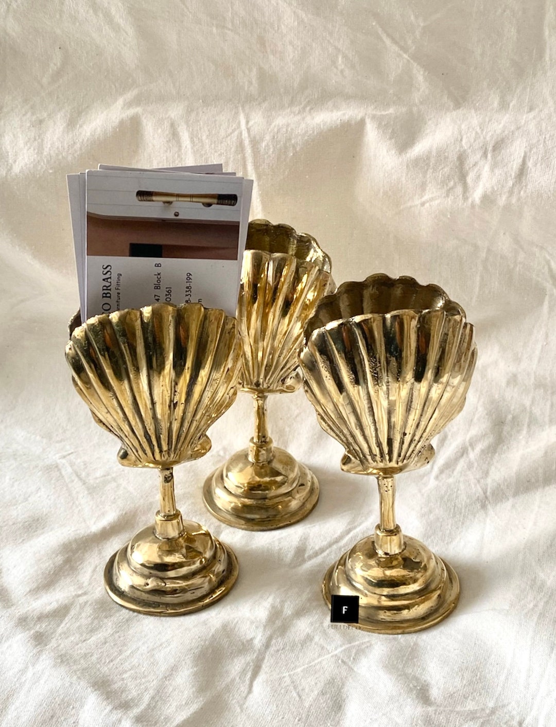5.3” Beautiful Brass Shell Card Holder - Card Holder Aesthetic - Brass ...