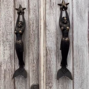 Pair of Brass Mermaids Door Handle With Star - Beautiful Mermaid Door ...