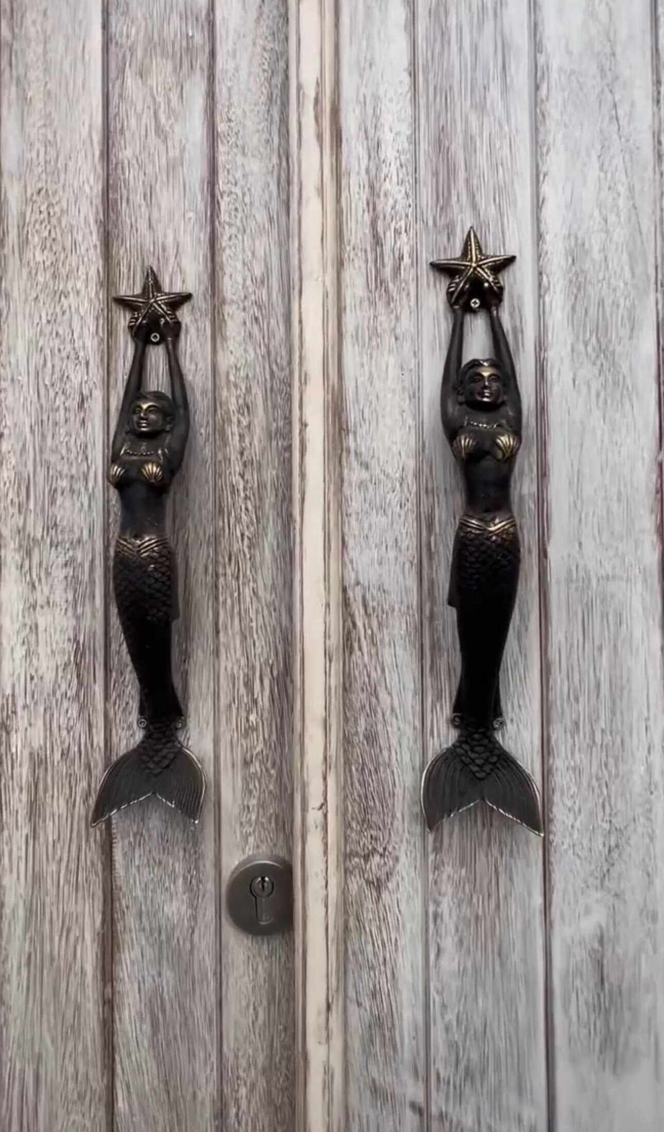 Pair of Brass Mermaids Door Handle With Star - Beautiful Mermaid Door ...