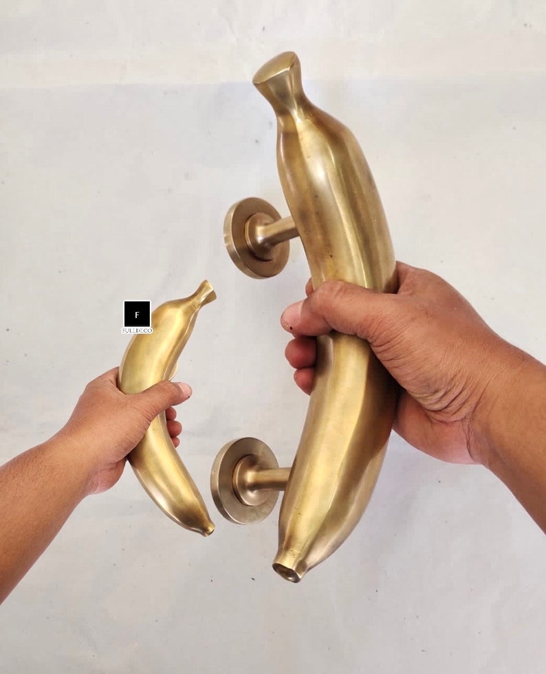 9.4” Pair Brass Cute Banana Door Handle - Beautiful Banana Door Handle ...