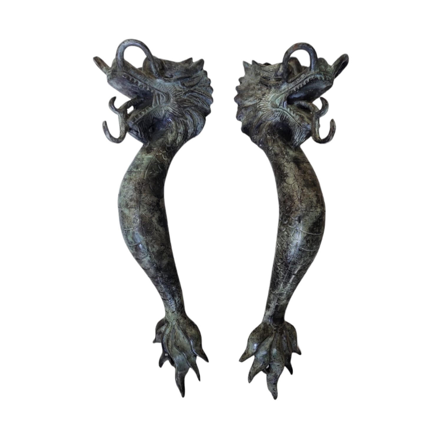 13.3” Brass Dragon Door Handle - 34cm Dragon Brass Door Handle - Dragon ...