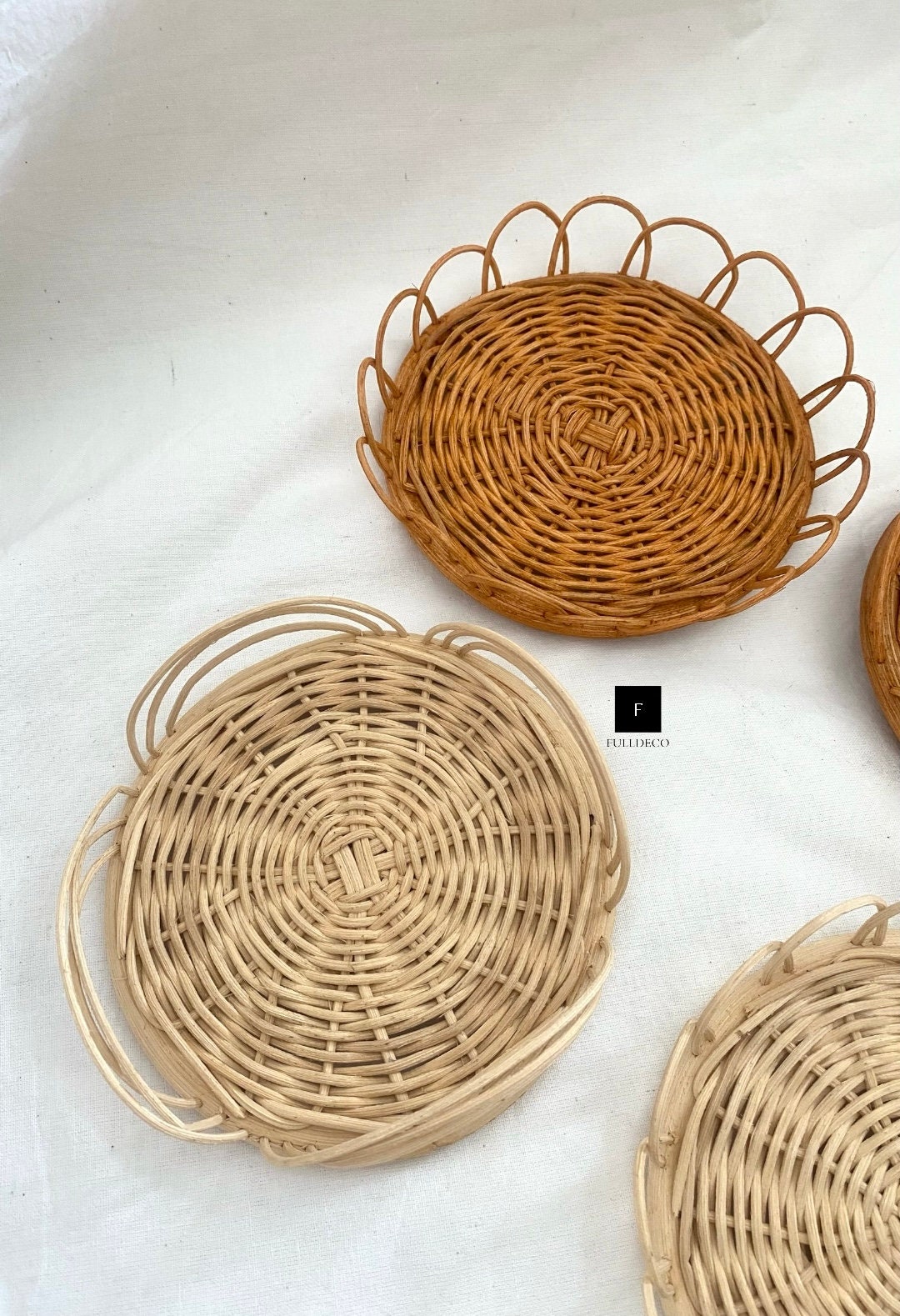 4 Pieces of 5.1 / 13cm Rattan Coaster Rattan Plate Beautiful Rattan ...